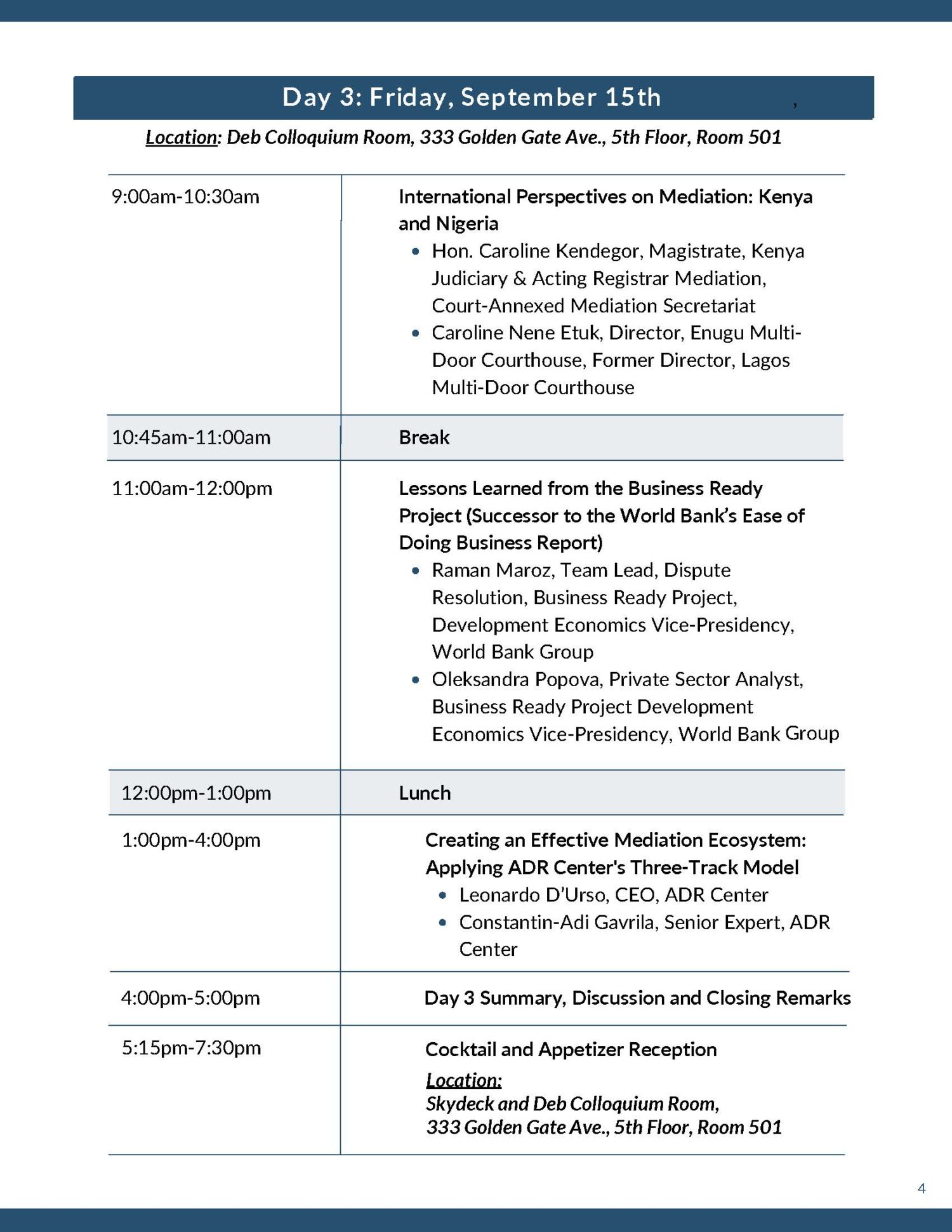 International Training Program: Promoting Mediation Through Private and ...